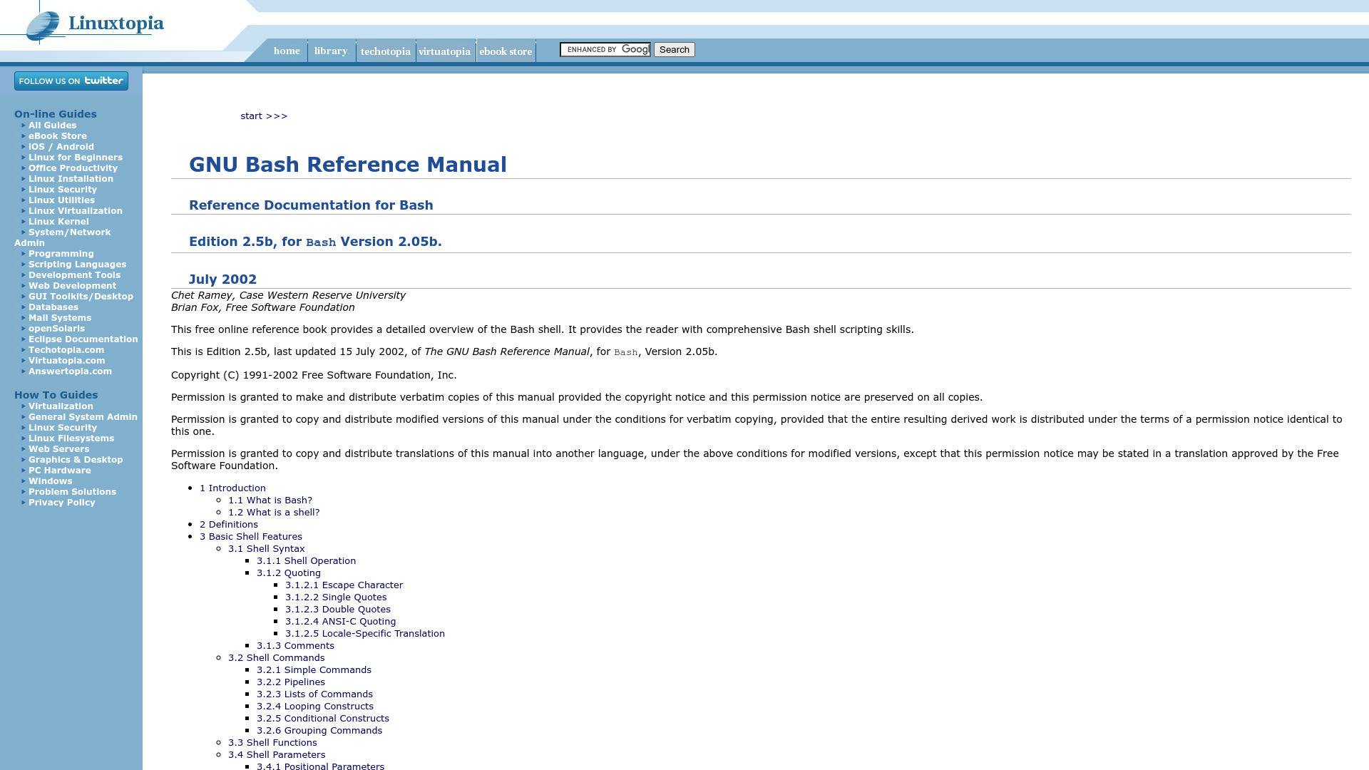 GNU Bash Reference Manual – Free Programming E-books